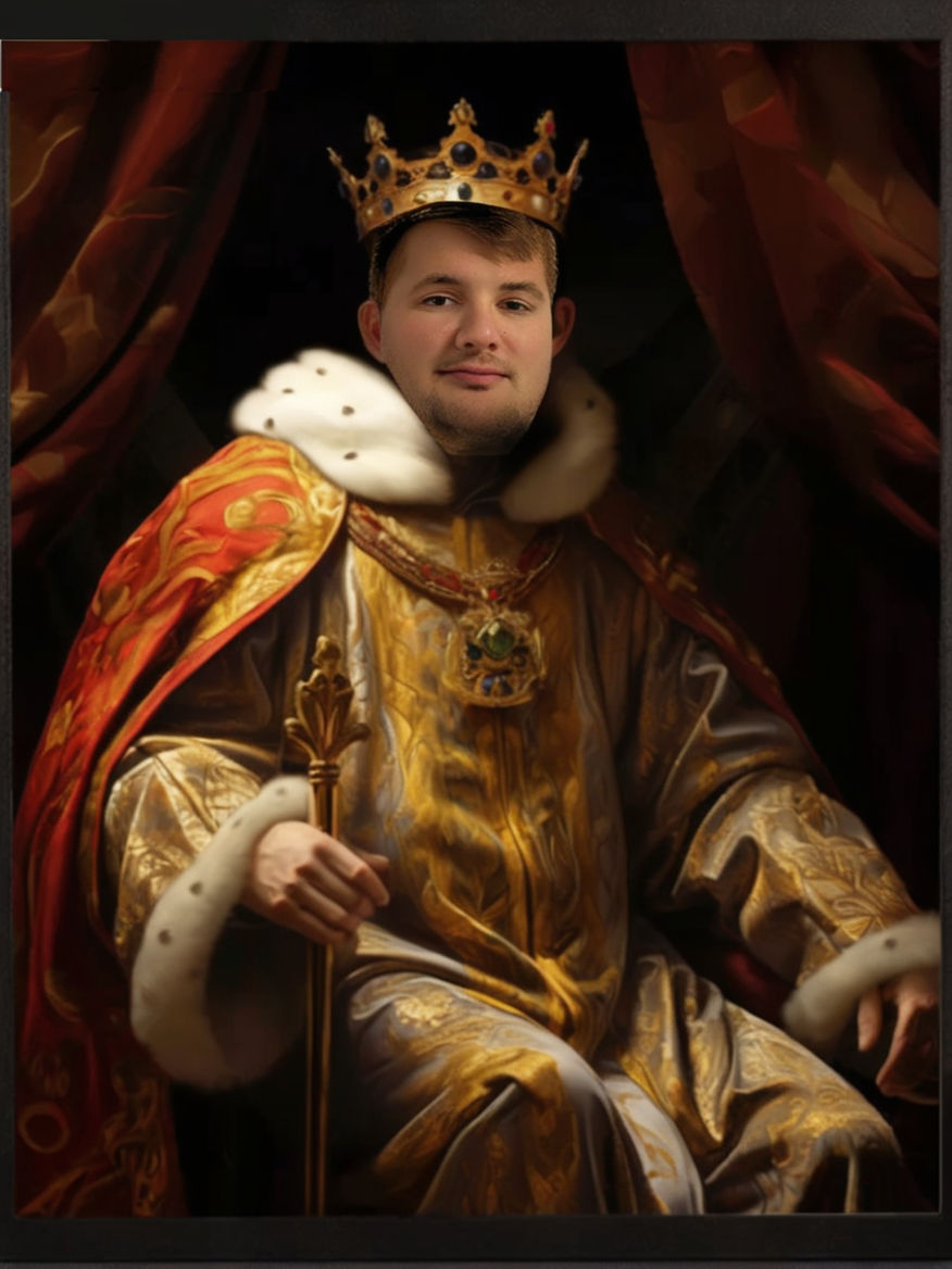 Snobbish king donning an opulent crown by emma a - Playground