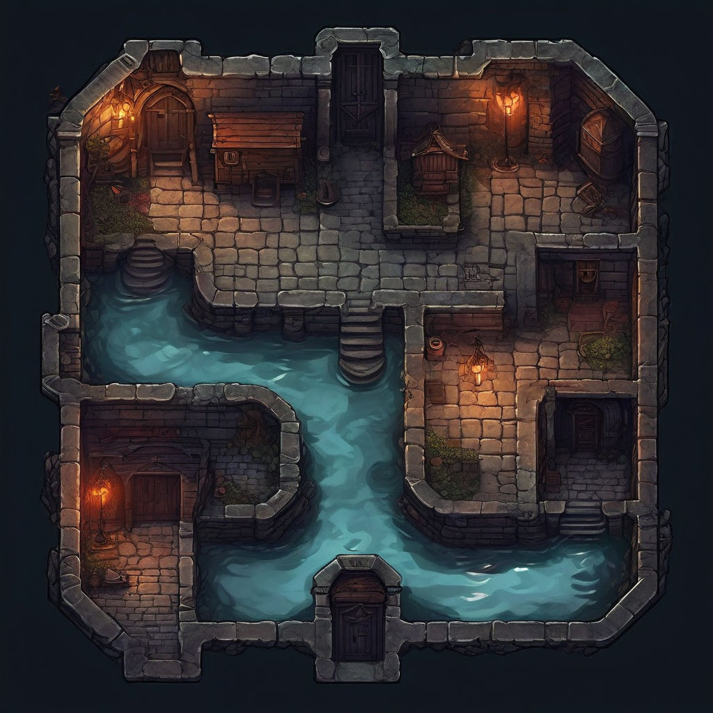 Draw a small sewer map for the dnd. There should be one room... by ...