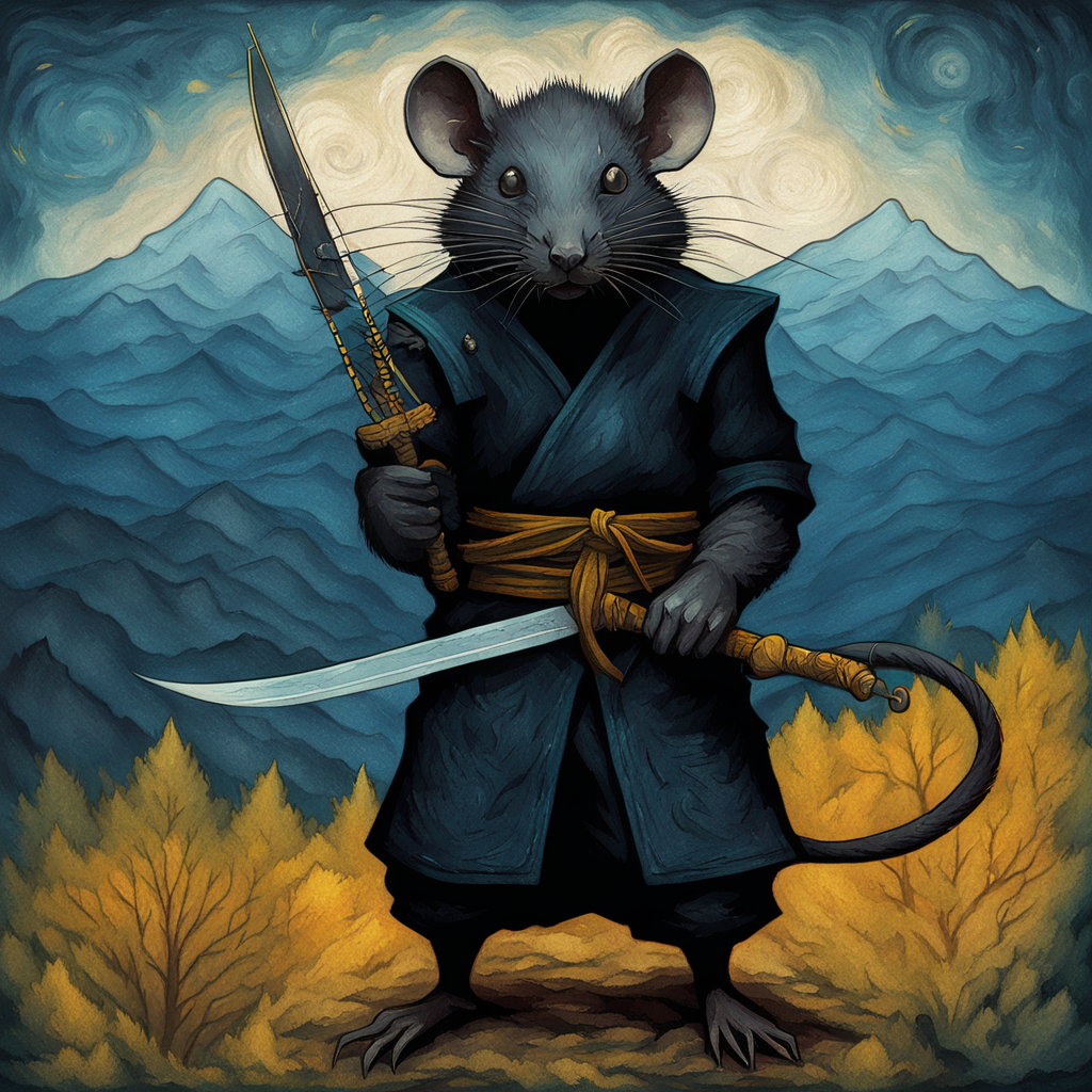 Full body portrait of a black rat rogue ninja with a dagger ... by Alex ...