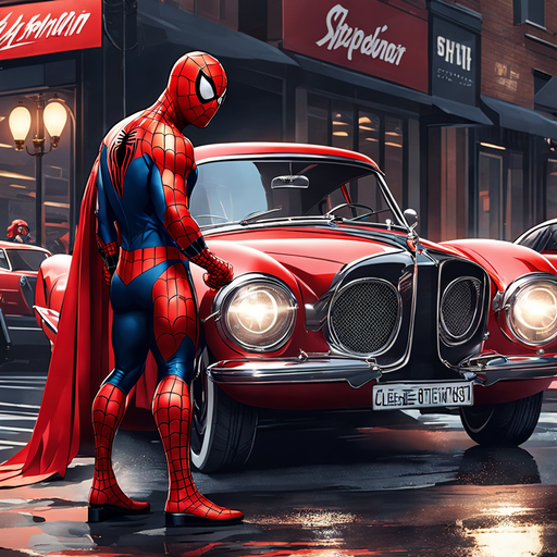 Spiderman's character transformed into a classic car by SANİYE ÖZTÜRK ...