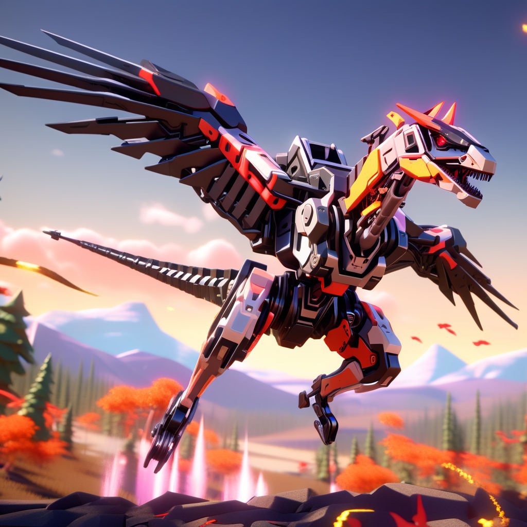 Mecha raptor with slim turbines and slim engines his body. N... by ...