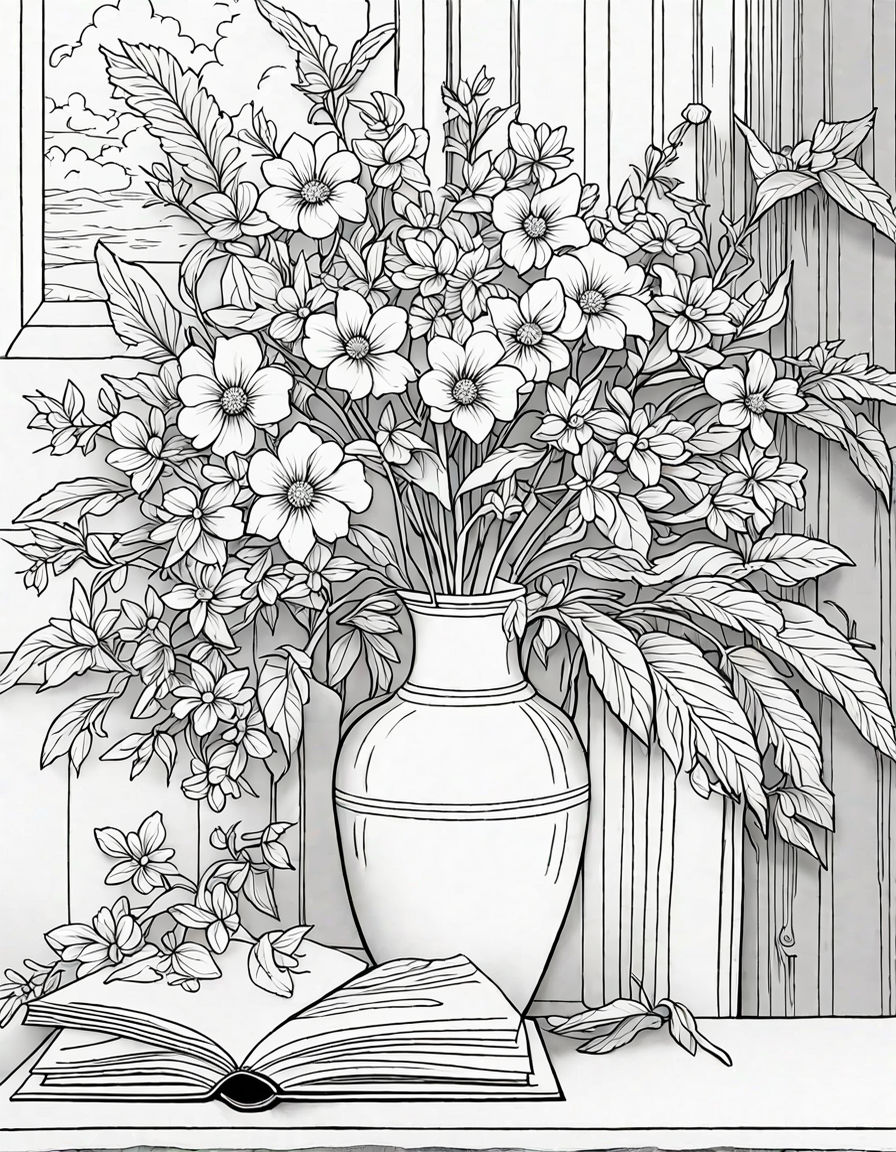 Vase Of Flowers Coloring Page