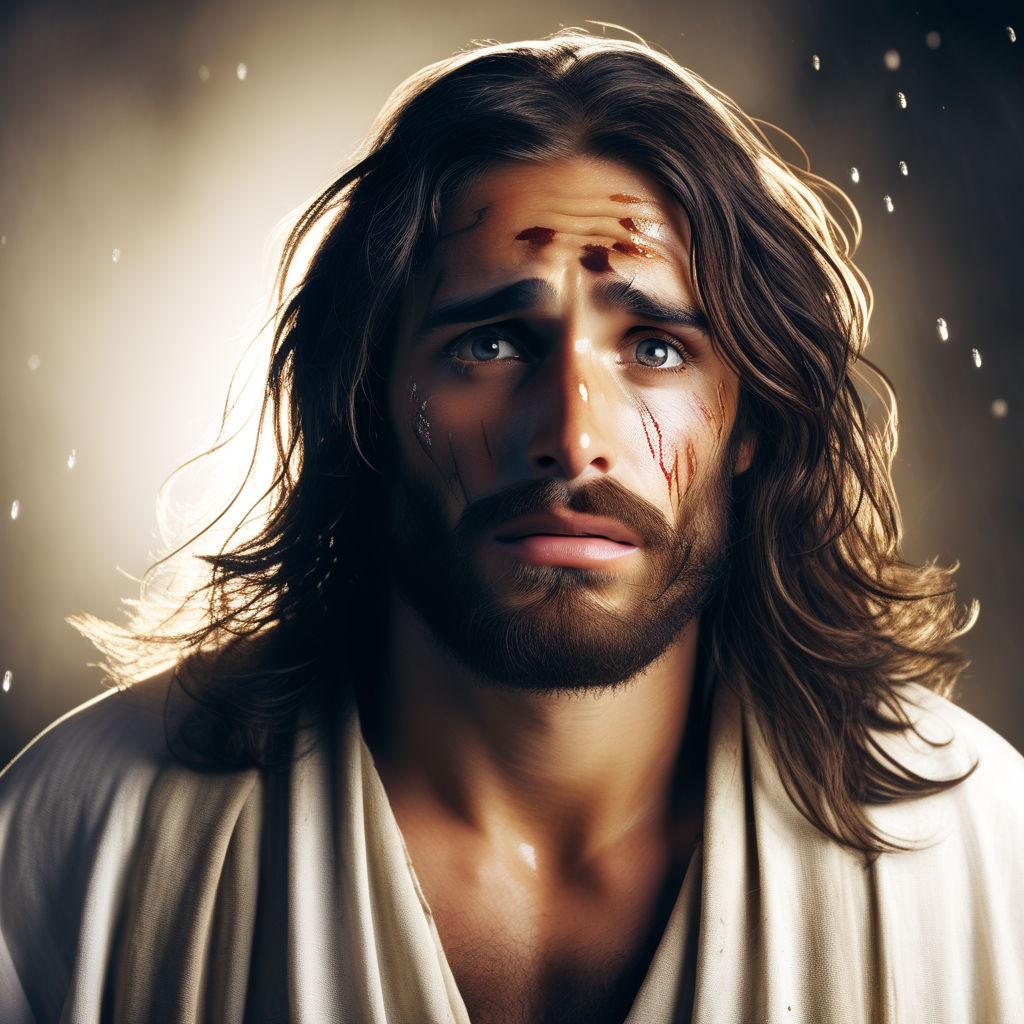 Sad Jesus with tears in his eyes by World Vision - Playground