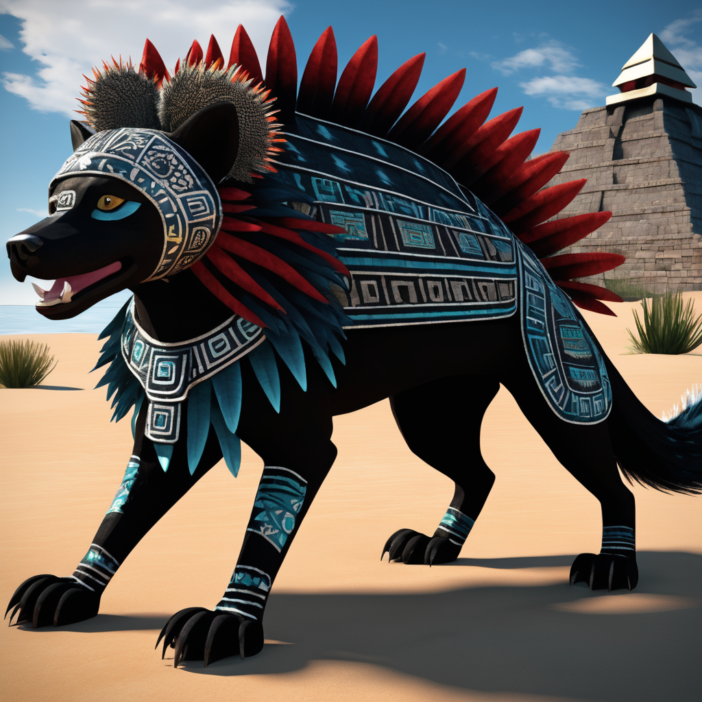 A render of an Aztec guardian of lakes Ahuizotl creature. Th... by ...