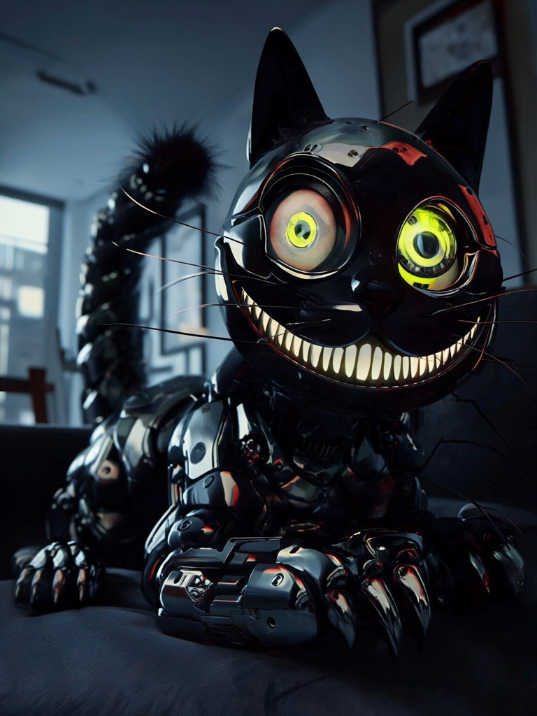 Scary black cat with dark chrome body parts by Kico Toralles - Playground