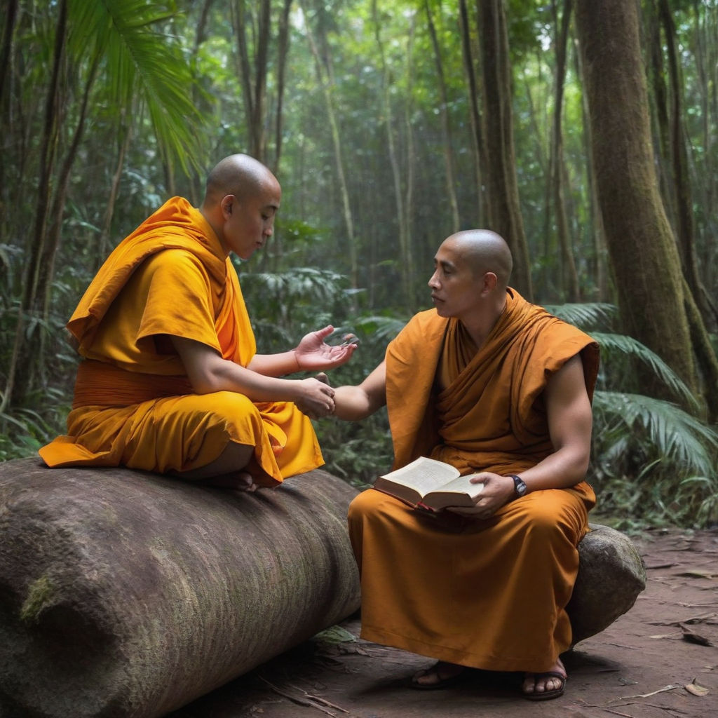 The monk imparting profound teachings to the young man by Heavens NdR ...
