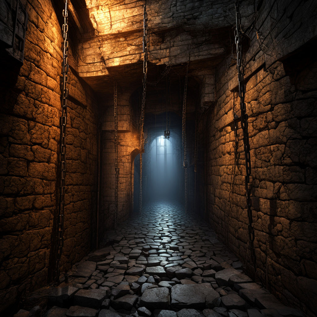 Dungeon bars textured with rust and chains by STEVE DUFFY - Playground