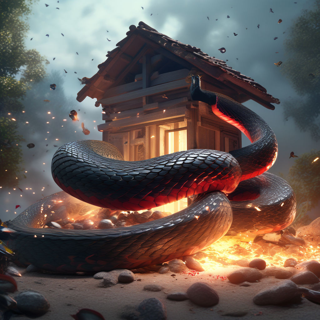 Photo realistic depiction of a snake slittering towards a bi... by ...