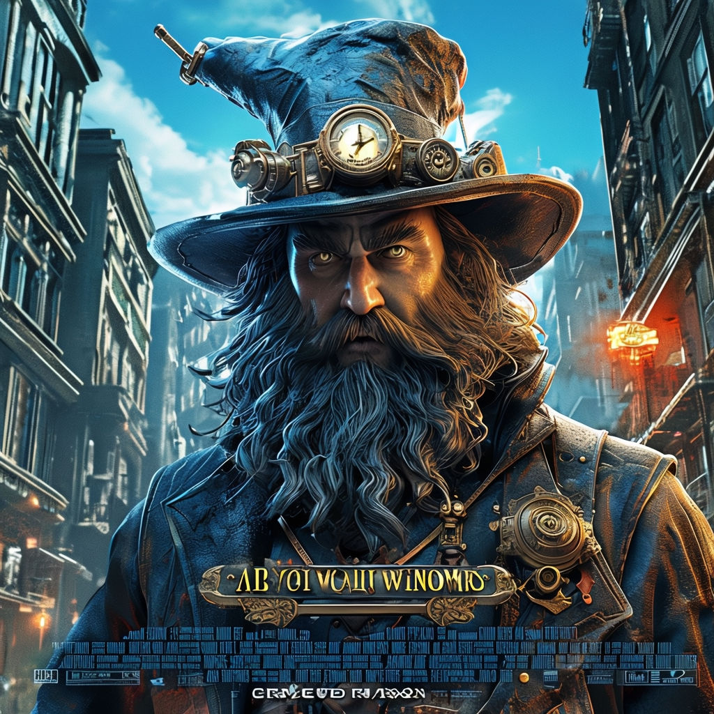 3D movie poster featuring an urban wizard character in steam... by ...
