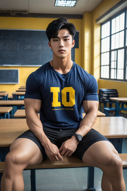 A handsome male teen bodybuilder Korean student by Soft High - Playground