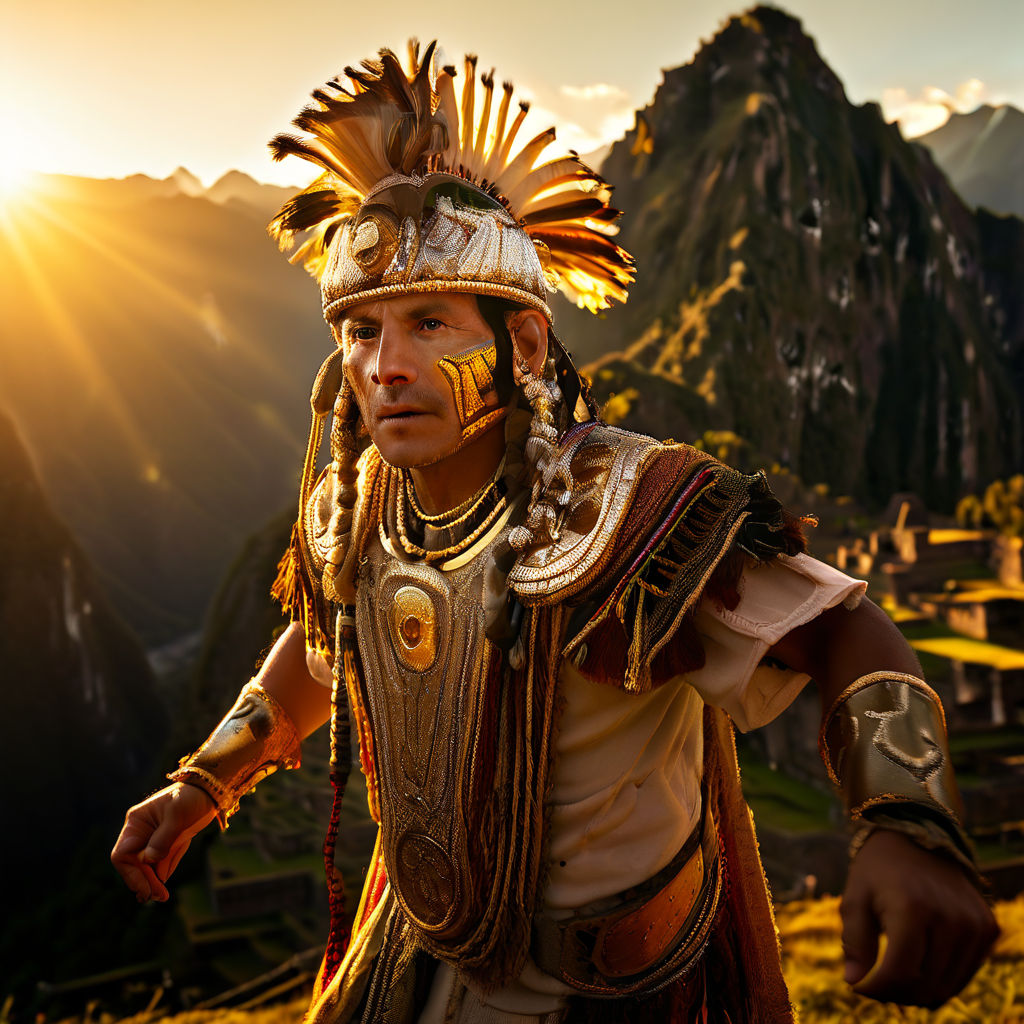 Inca Atahualpa dressed in traditional garments with shimmeri... by ...