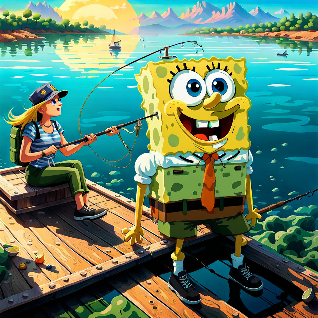 SpongeBob SquarePants dressed in a detailed army camouflage ... by Cash ...