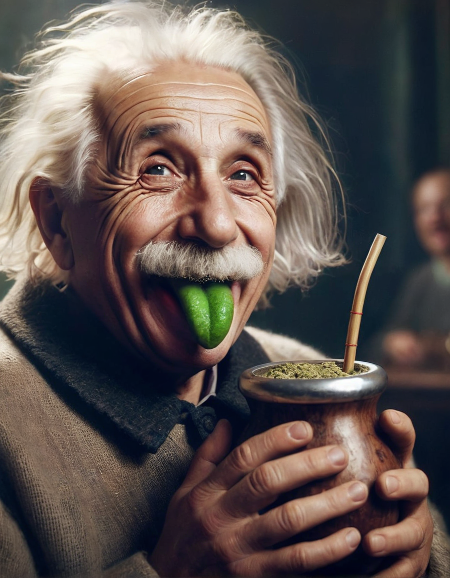 Albert Einstein drinking mate by Kico Toralles - Playground
