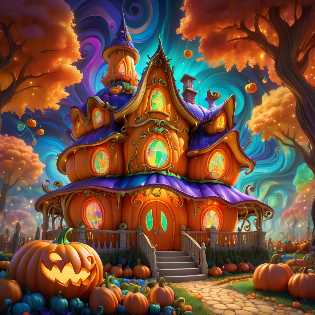 Pumpkin house in Pixar style by Penelope Sandalwood - Playground