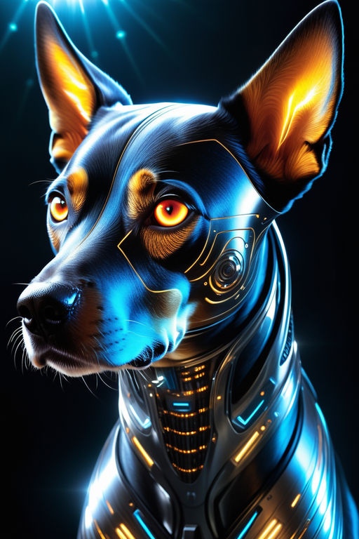 An awe-inspiring alien cyborg dog stands as the focus of att... by ...