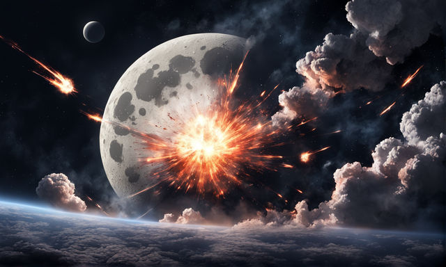 Draw me a picture of a moon exploding in space by Exe Lynx - Playground