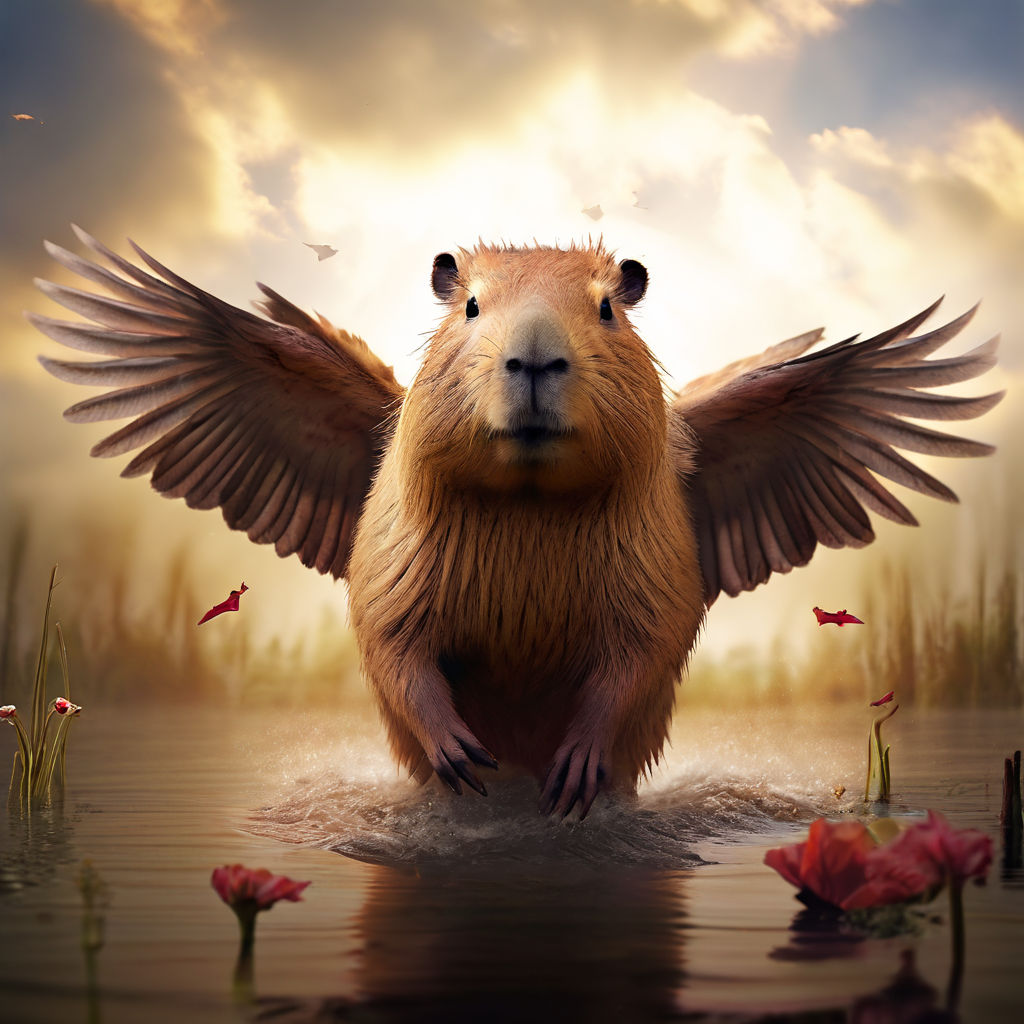 Bringing capybara with wings by Red Buzl - Playground