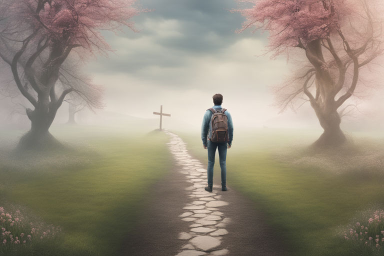 A captivating image of a person standing at a crossroads by laterrr_3d ...