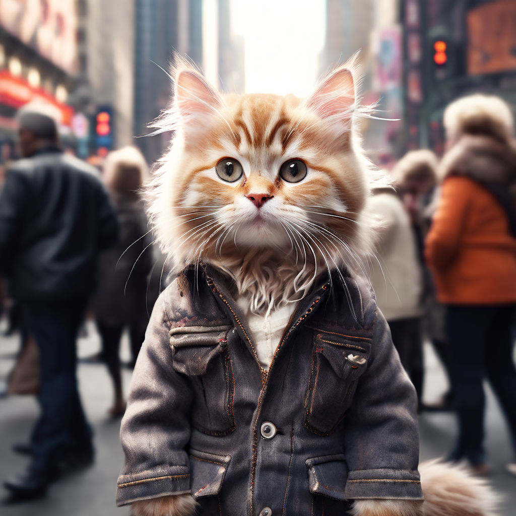 A super cute cat in human body Surrounded by white people on... by ...