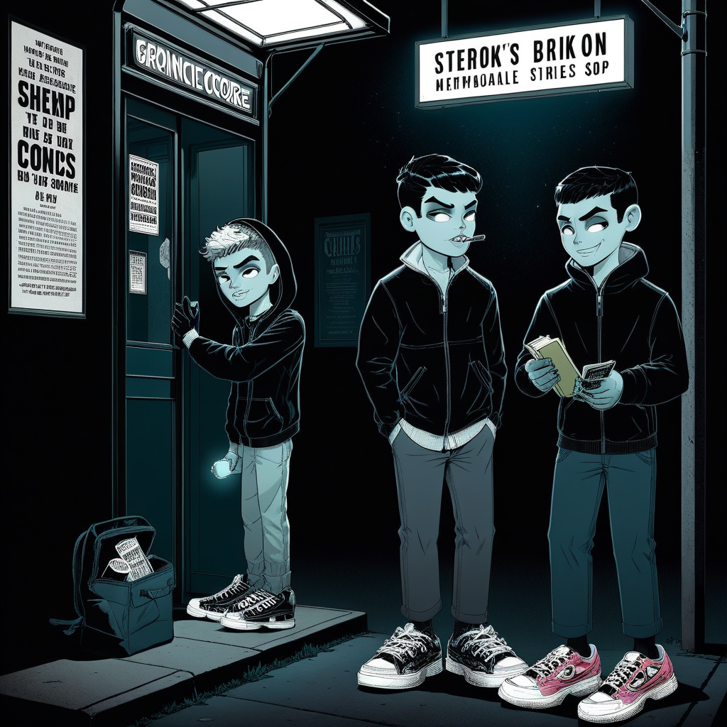 Spooky show poster featuring a stylish guys standing at the... by ...