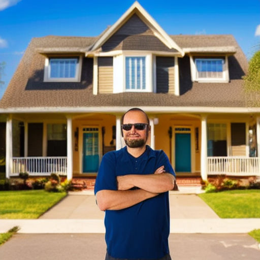 Man standing in front of house on sunny day warped perspecti... by Carl ...