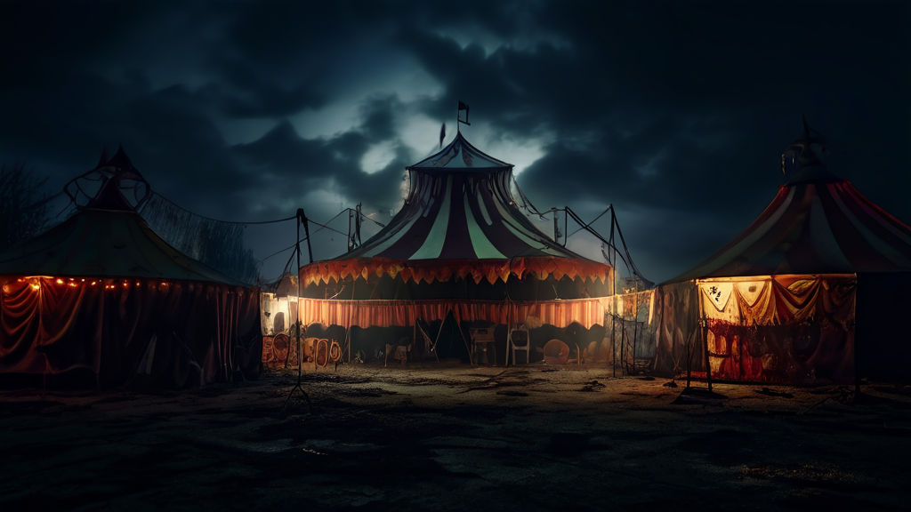 An abandoned circus from the 19th century in the dark. an ab... by ...