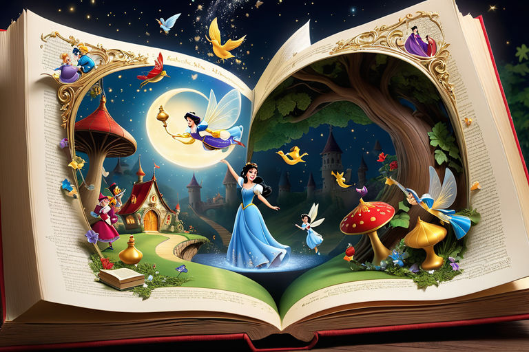 An old and precious fairy tale book lies open. Fairy tale ch... by ...