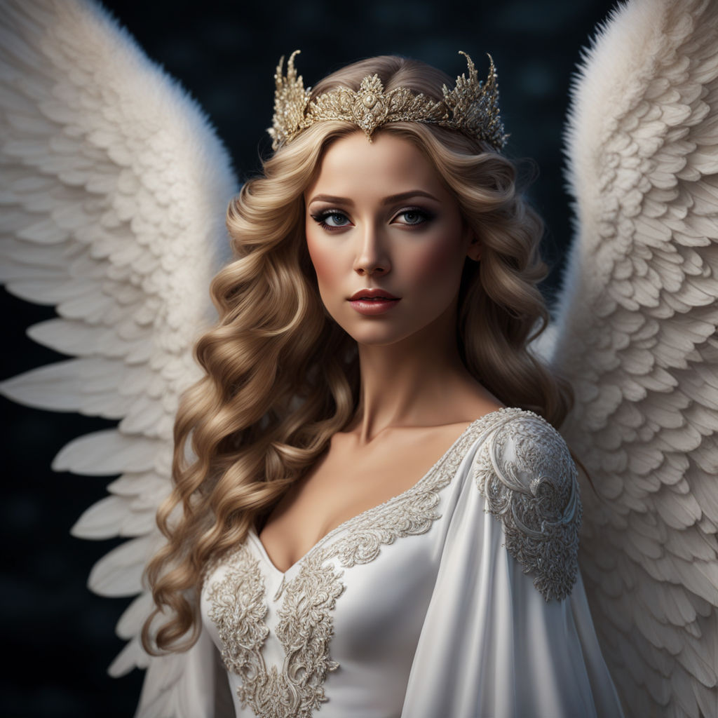 Make a cinematic image of an angel with beautiful wings by joabe ...