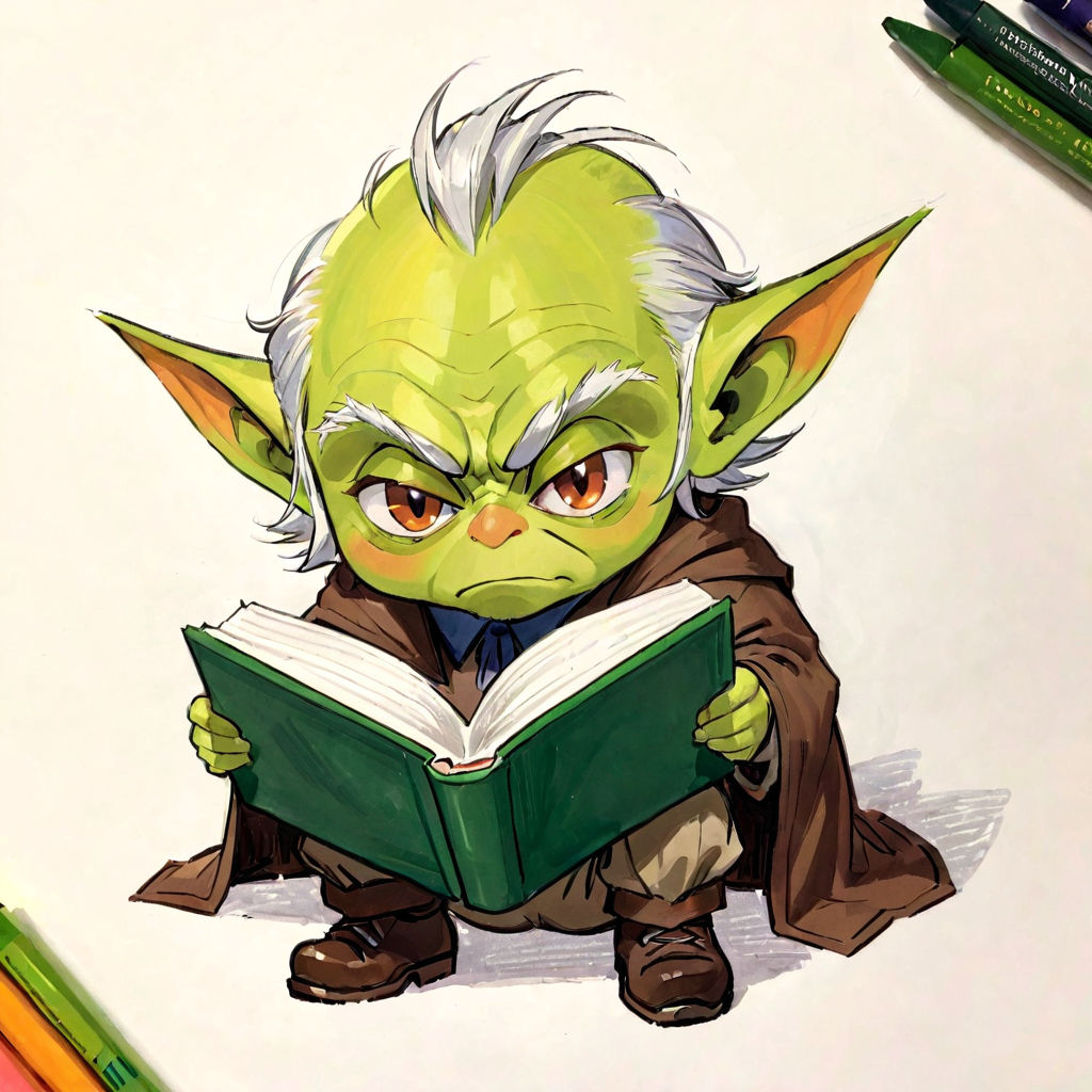 Drawing made by a toddler with crayons of a small grumpy old... by ...