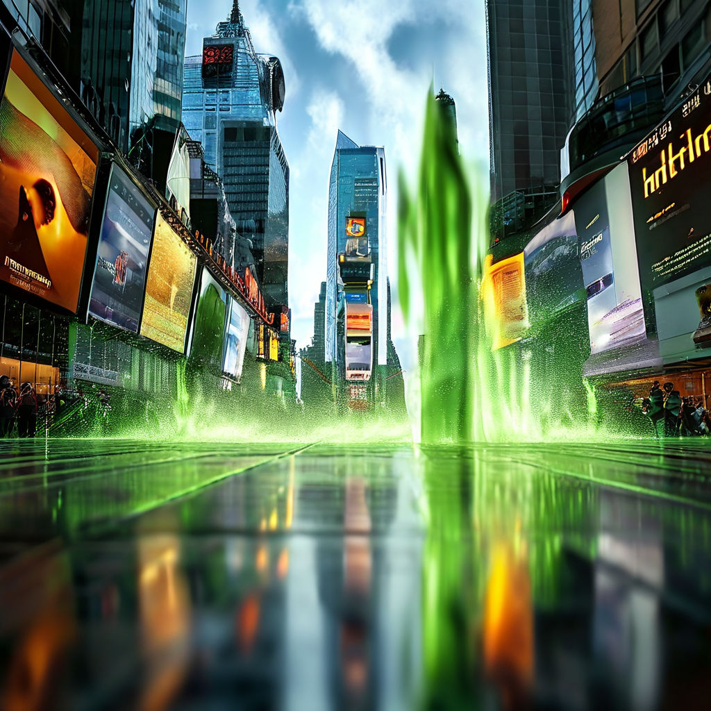 "A hyper-realistic scene depicting the success of NVIDIA in ... by Anar ...