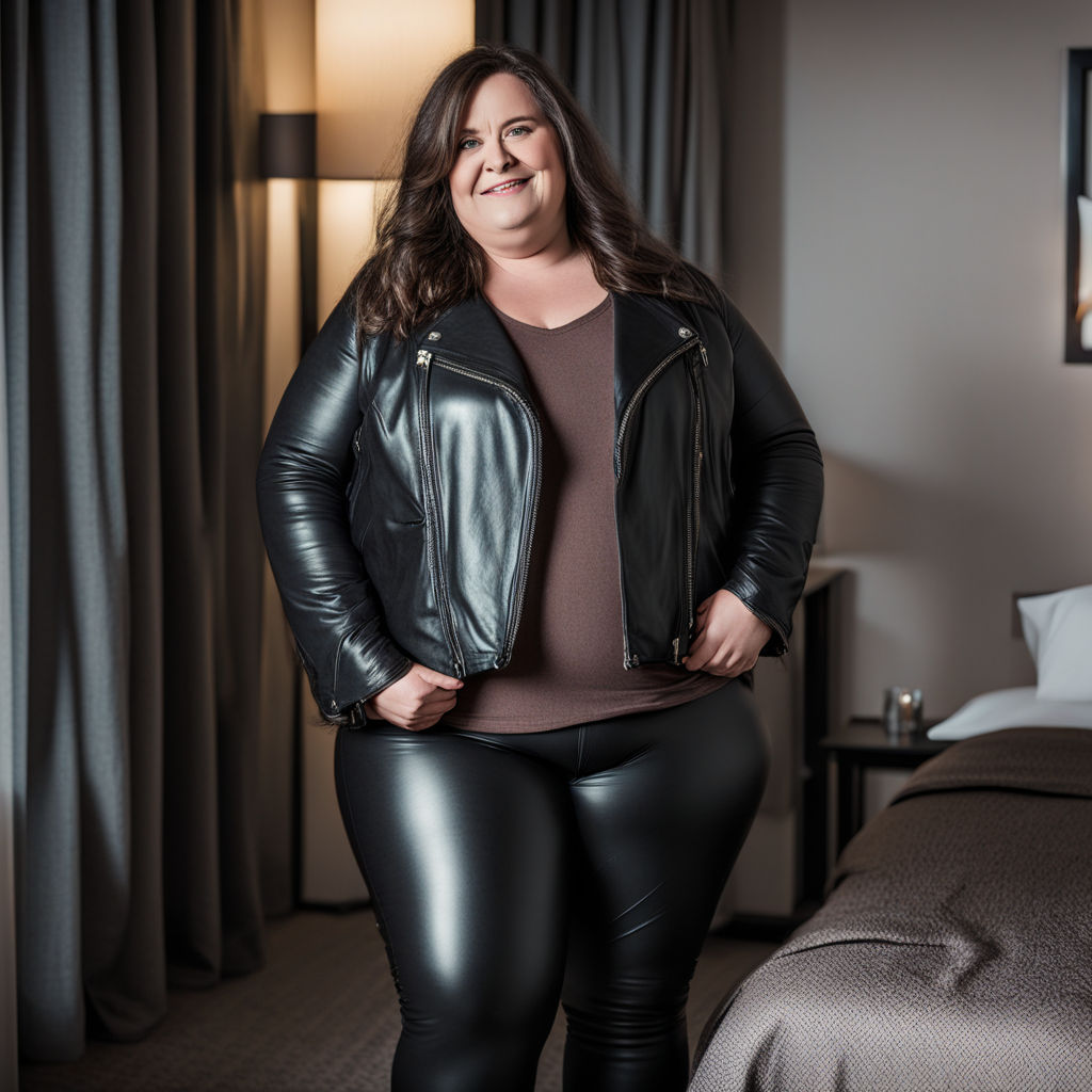 Extremely overweight woman by Frank in schwarzem Leder - Playground