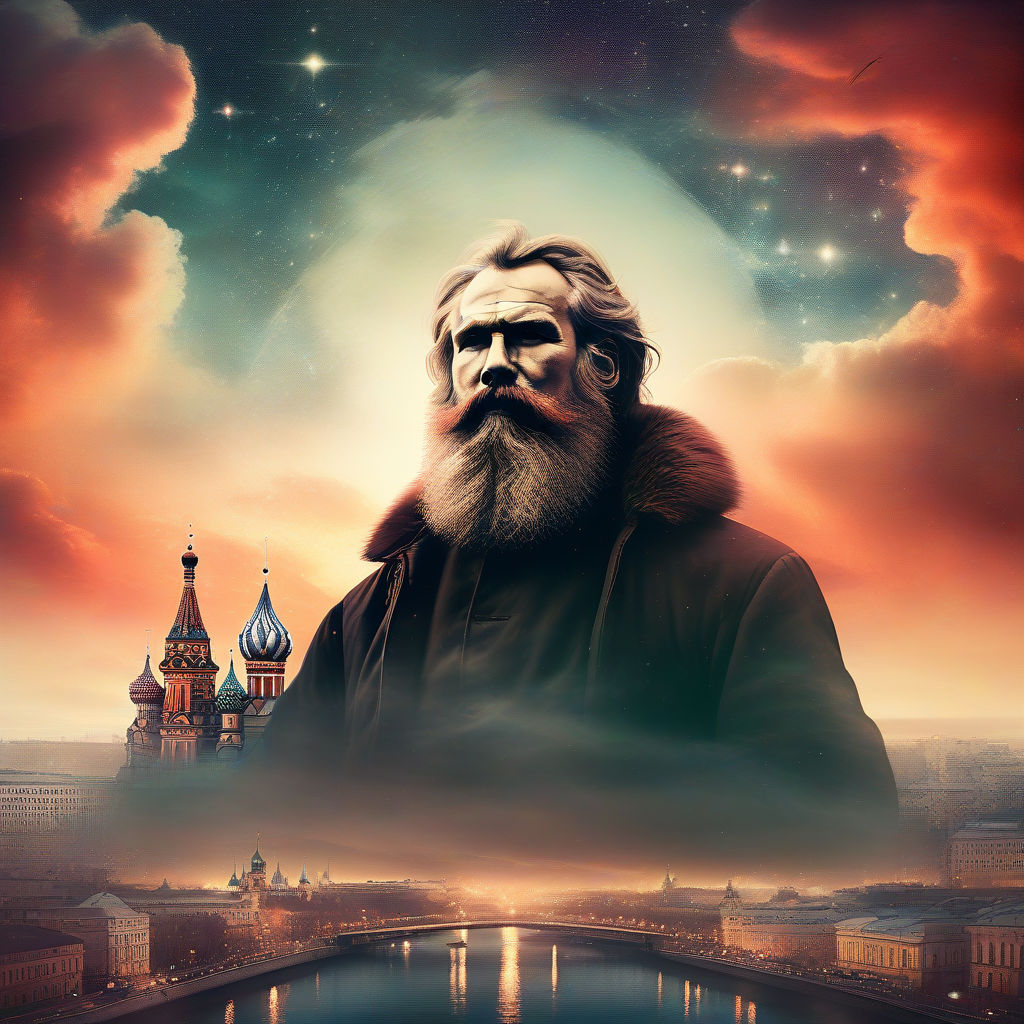 THE HEAD OF LEO TOLSTOI FLOATING OVER MOSCOW IN THE STYLE OF... by ...