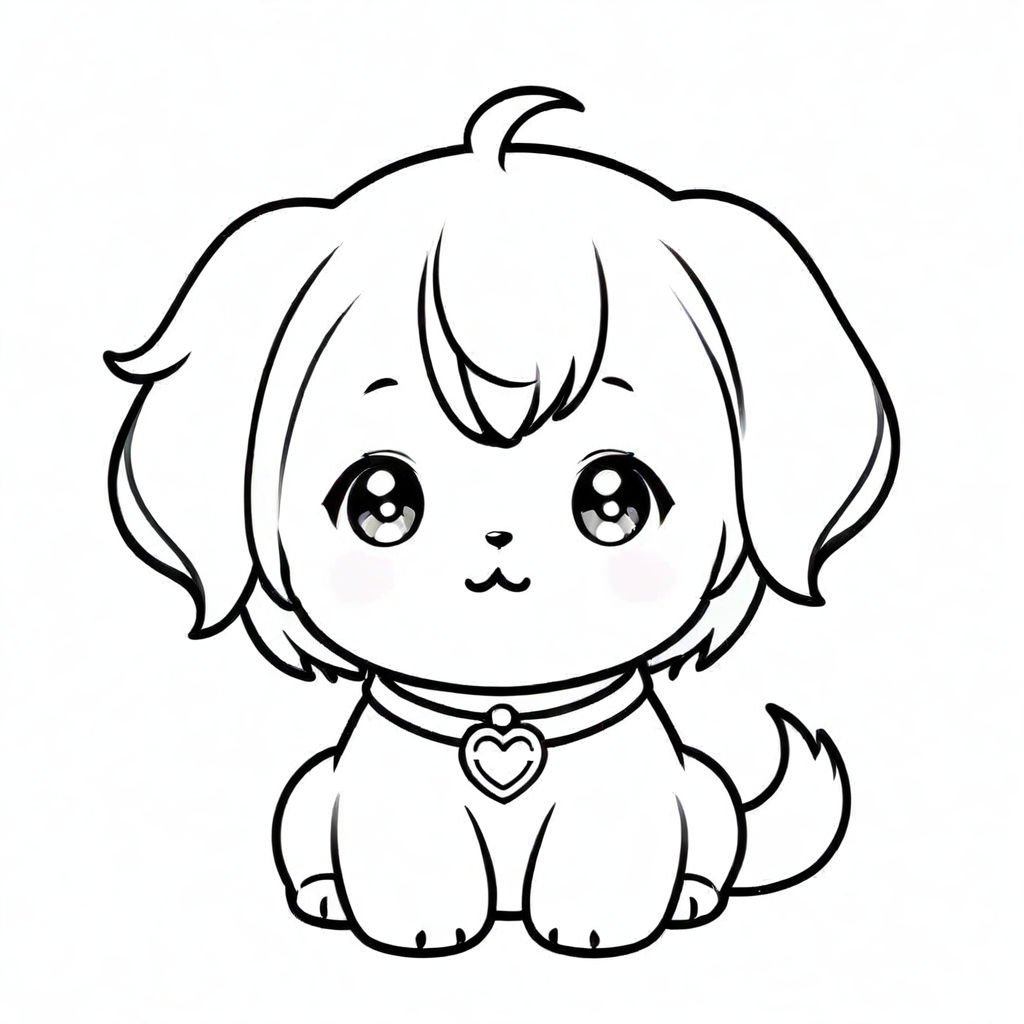 Coloring Book Cute Dog Kawaii Simple Style Single Line Black... by 김태범 ...