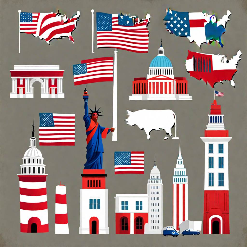 Different usa landmarks CLIPART in the style of Nicoletta Ce... by ...
