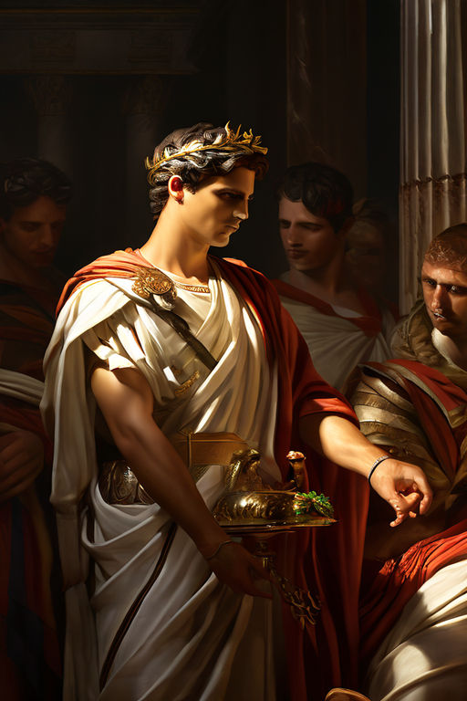 Augustus receiving the official coronation from the Senate i... by Ali ...