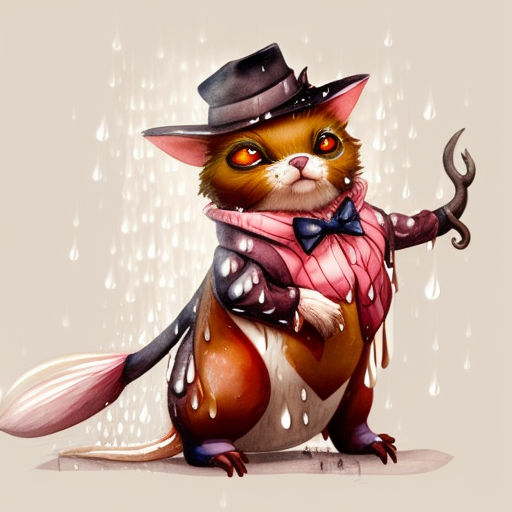 ((A soaked full body anthropomorphized animal character conc... by only ...