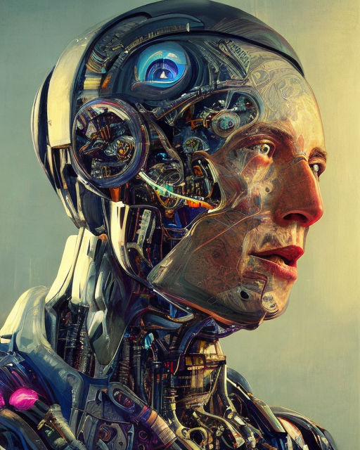 Portrait of an cyborg man elon musk by master roshi - Playground