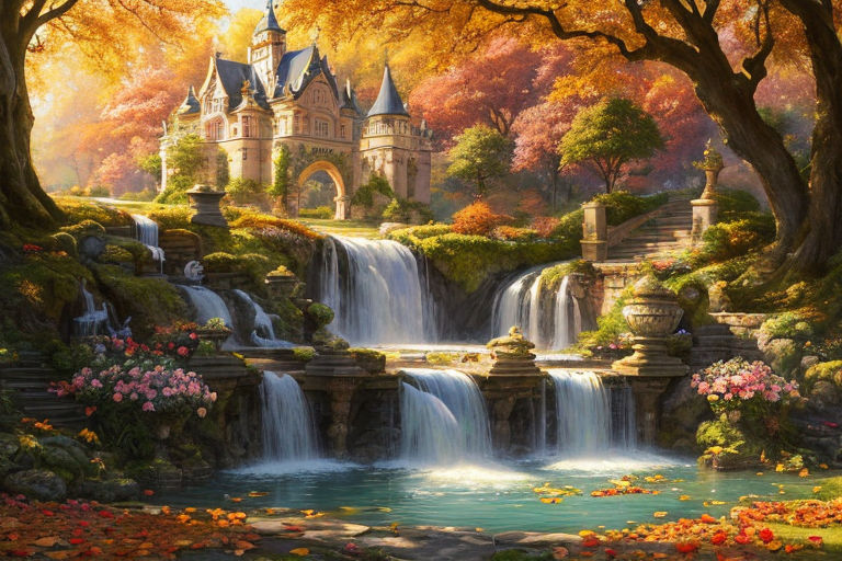 A masterpiece of a royal large castle with rose garden backg... by Mega ...