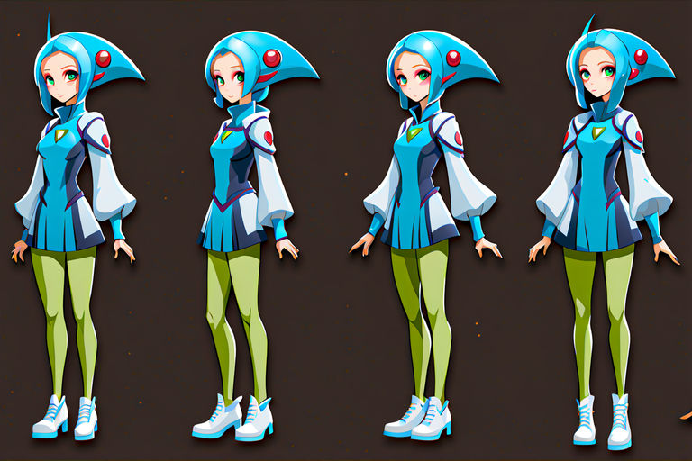 Character model sheet of an alien girl by hugo lopes god - Playground