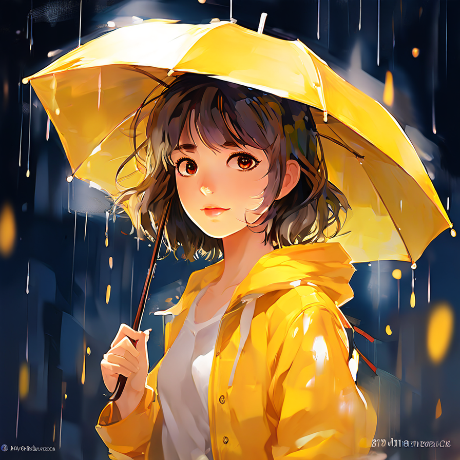 Yellow umbrella inspired by 2020s Korean webtoon by 박민아 - Playground