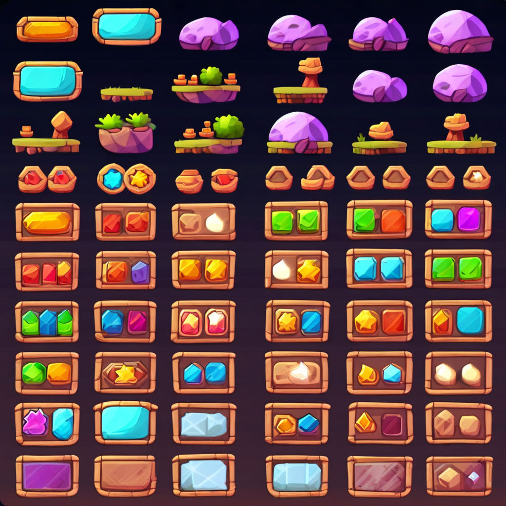 2D game UI menu assets designed in Unity by Виктор Тимакин - Playground