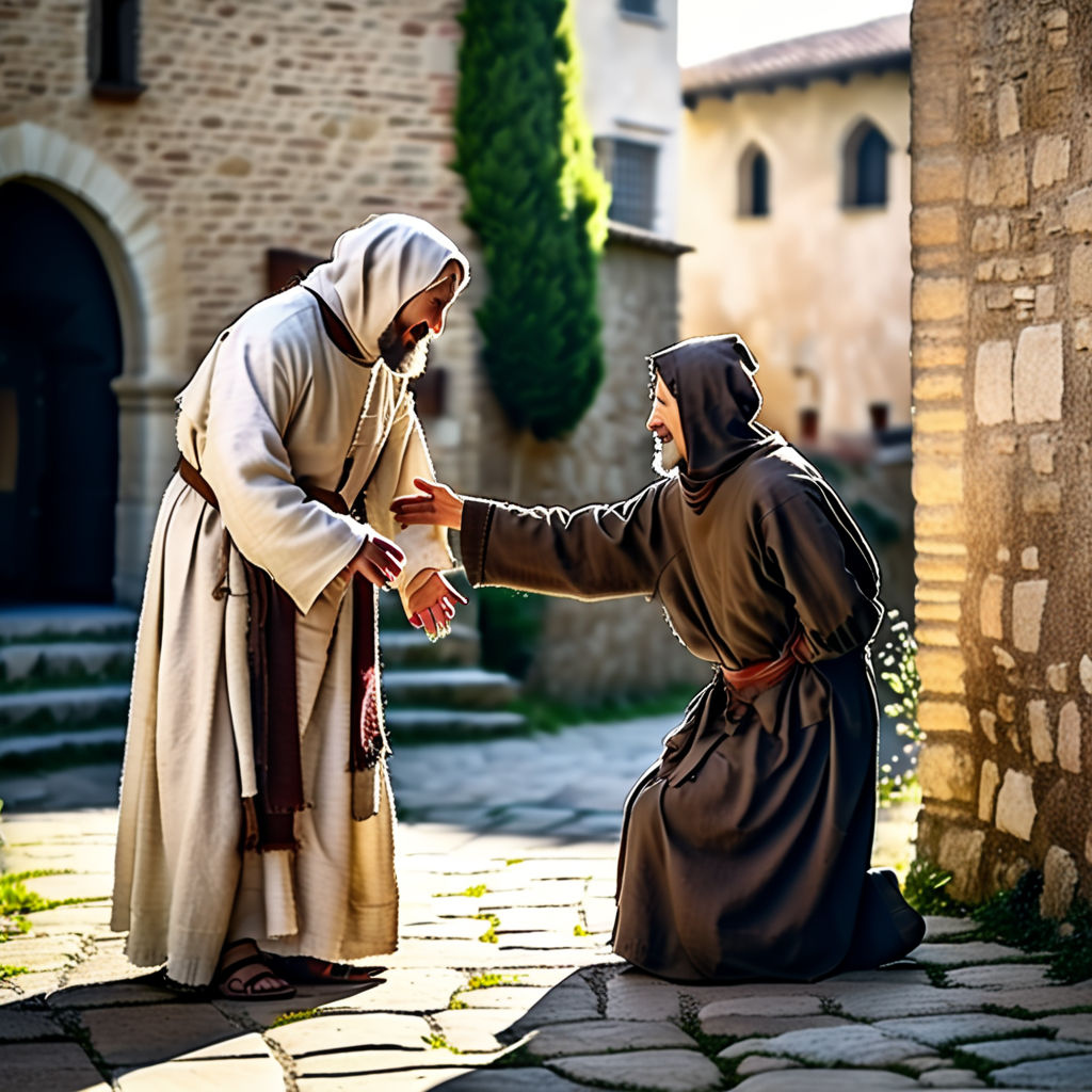 Saint Francis of Assisi encountering a leper for the first t... by ...