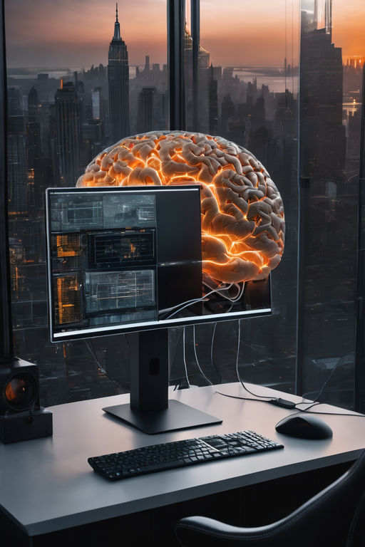 Realistic brain inside a room connected to computer by ZFam Clips ...