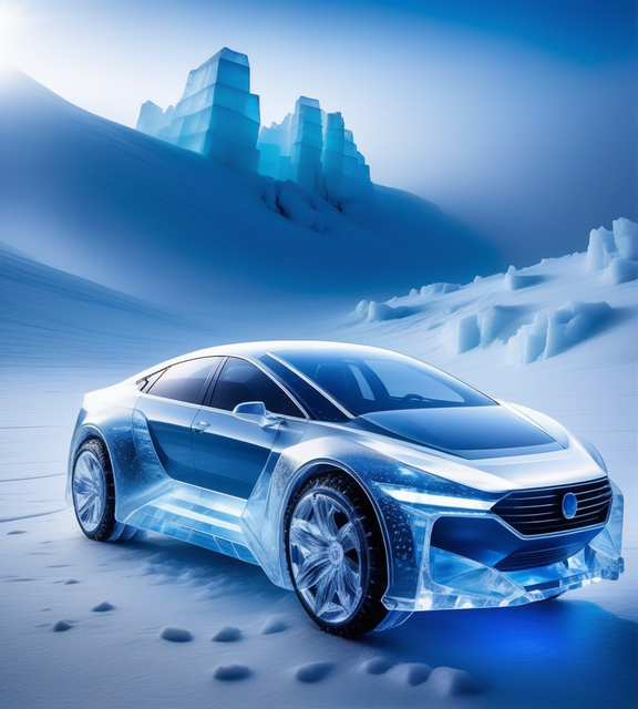 The ice sculpture of the car of the future by Solar - Playground
