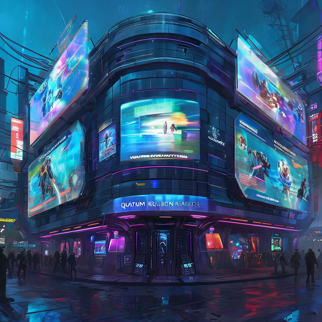 "Create an exterior view of Quantum Arcade by can alkanat - Playground