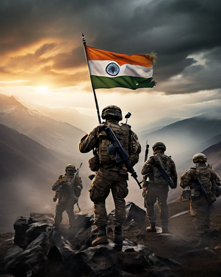 Seven soldiers clad in Indian military gear by ibn24news team - Playground