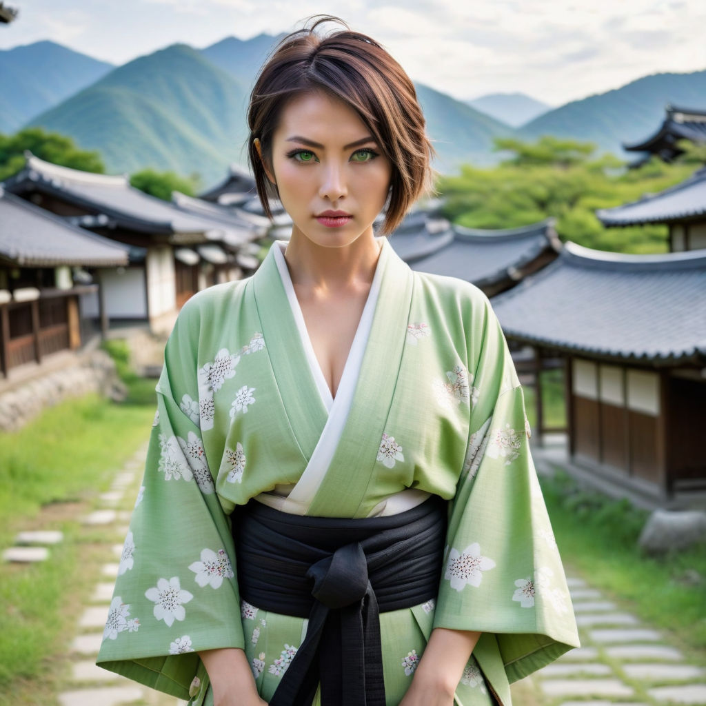 A full body picture of a cute Japanese woman shogun by zhao wei ...