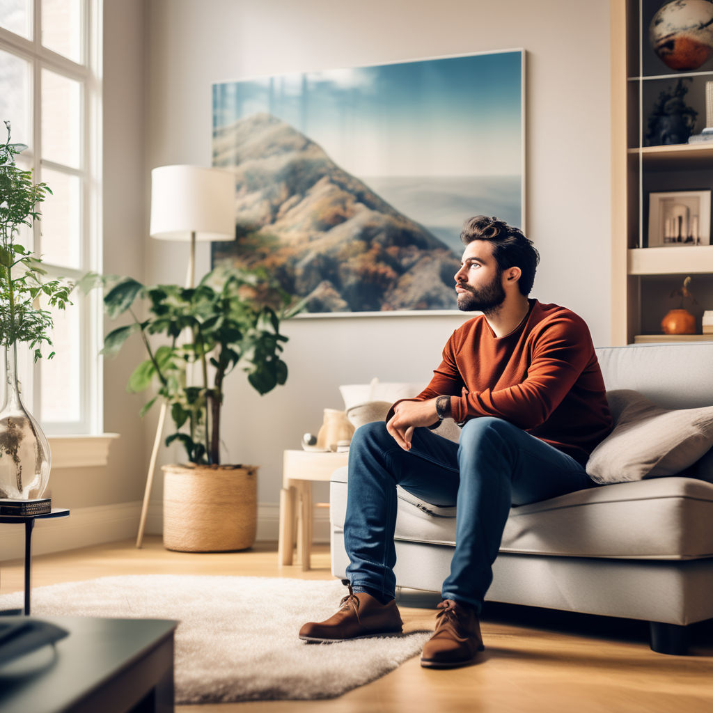 man thinking in his living room by Rafael simone - Playground