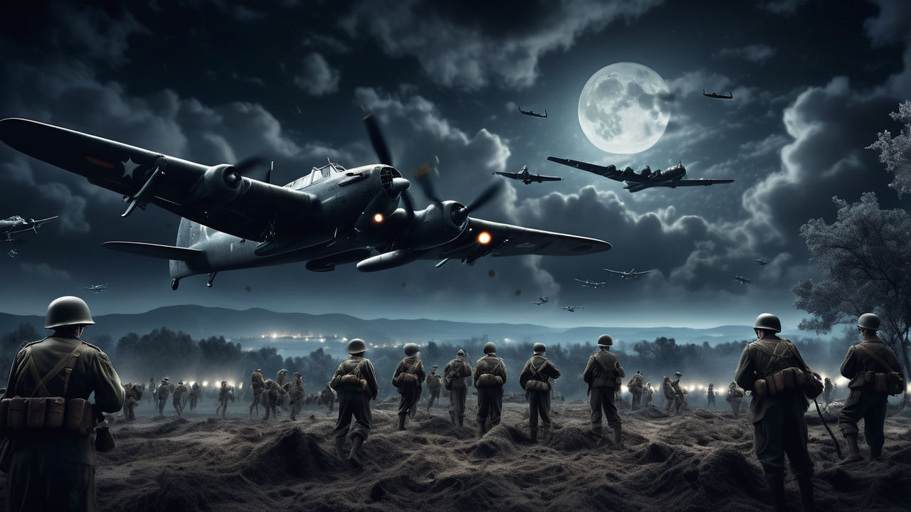 WWII battlefield under a dark night sky by Mohammad Hussain - Playground