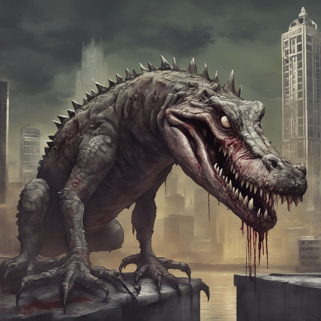 A zombie crocodile with big teeth and rotting skin by Alexander V F ...